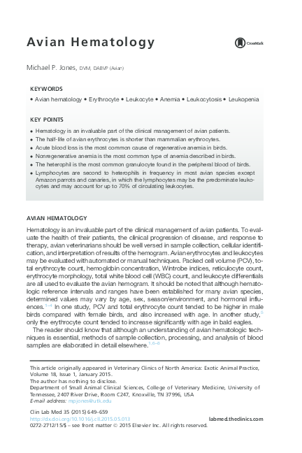 (PDF) Avian Hematology