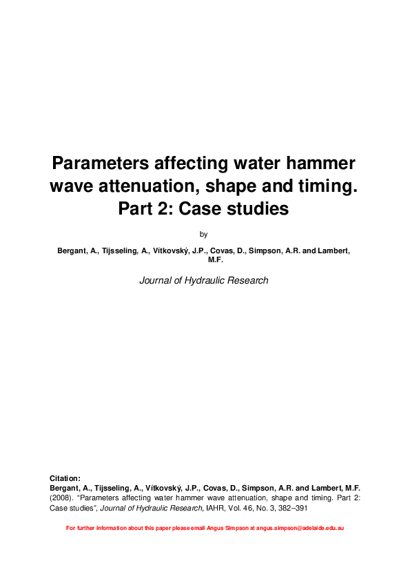 (PDF) Parameters affecting water-hammer wave attenuation, shape and ...