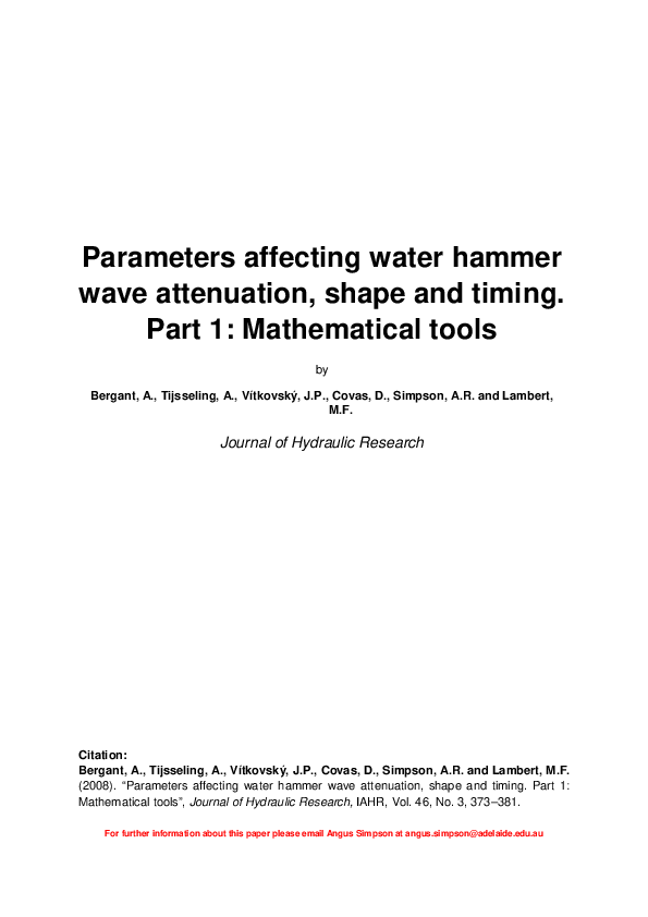 (PDF) Parameters affecting water-hammer wave attenuation, shape and ...