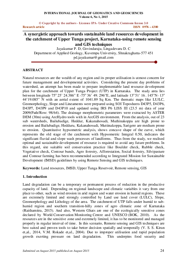 (PDF) A synergistic approach towards sustainable land resources ...