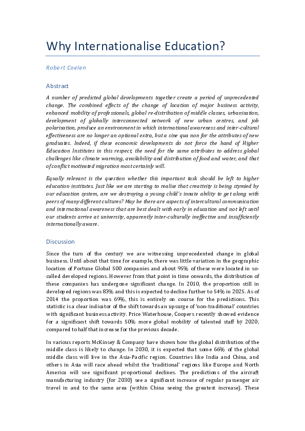 (PDF) Why Internationalise Education