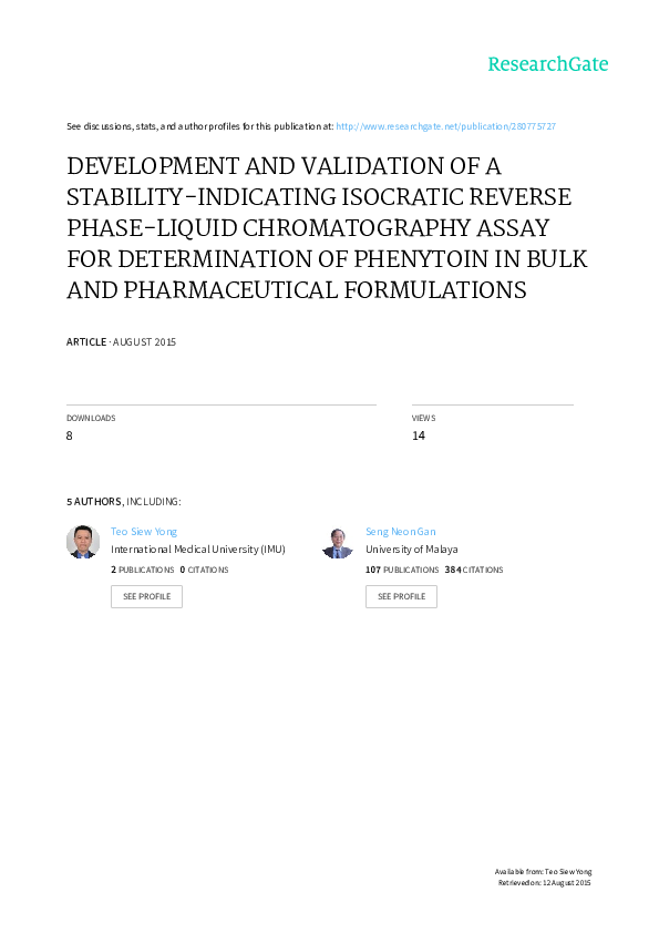 (PDF) DEVELOPMENT AND VALIDATION OF A STABILITY-INDICATING ISOCRATIC REVERSE PHASE-LIQUID ...