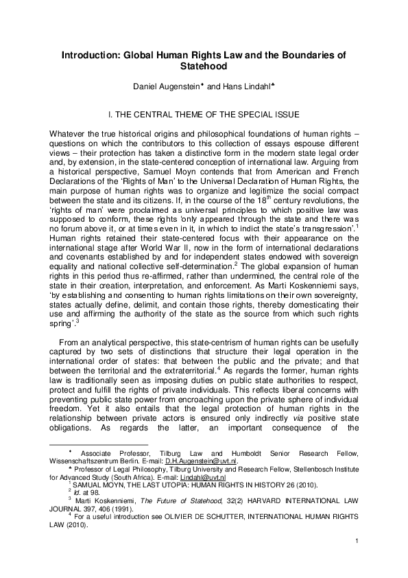 (PDF) Introduction: Global Human Rights Law and the Boundaries of Statehood