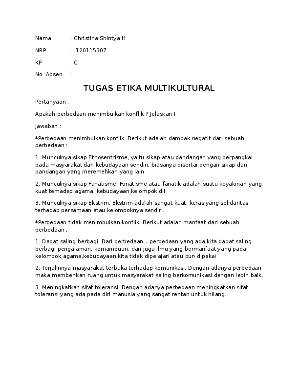 (DOC) TUGAS ETIKA MULTIKULTURAL