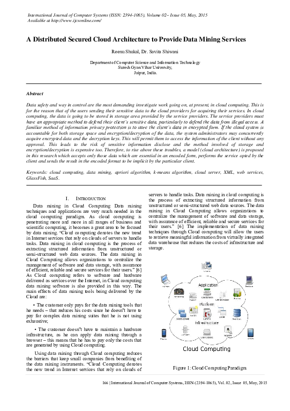 Pdf A Distributed Secured Cloud Architecture To Provide Data Mining