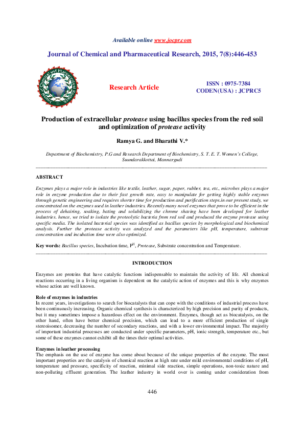 Pdf Production Of Extracellular Protease Using Bacillus Species From