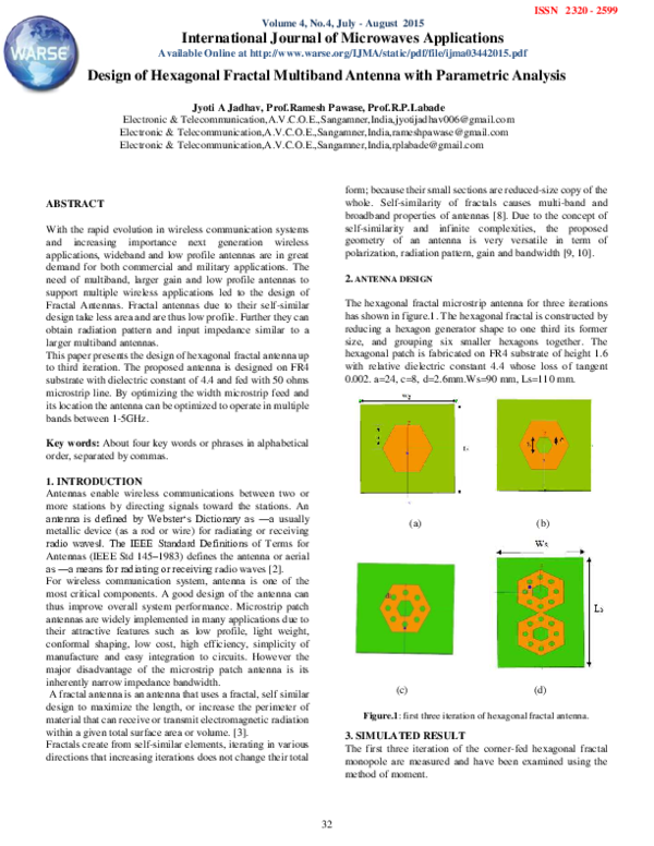 (PDF) Design of Hexagonal Fractal Multiband Antenna with Parametric ...