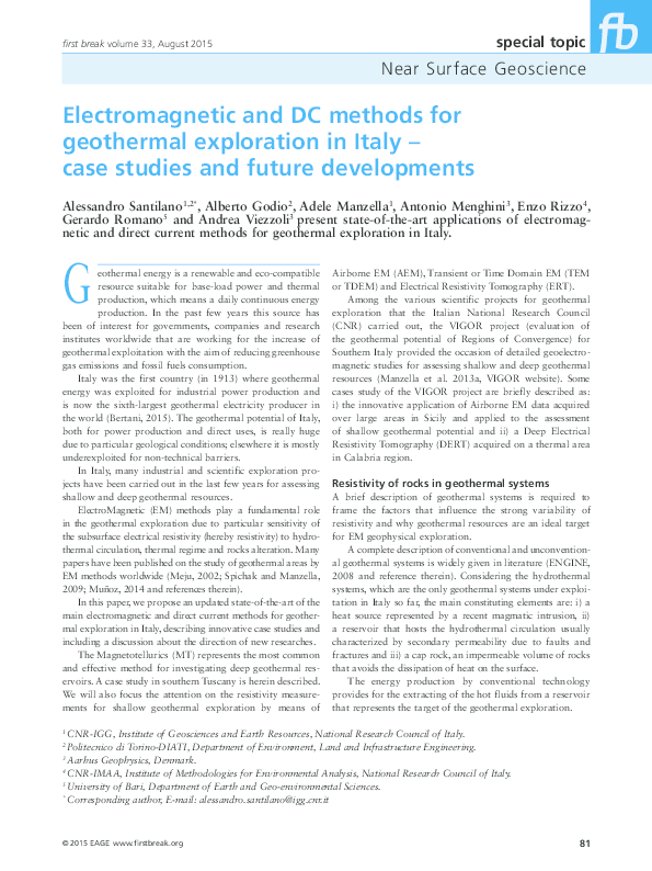 (PDF) Near Surface Geoscience Electromagnetic and DC methods for ...