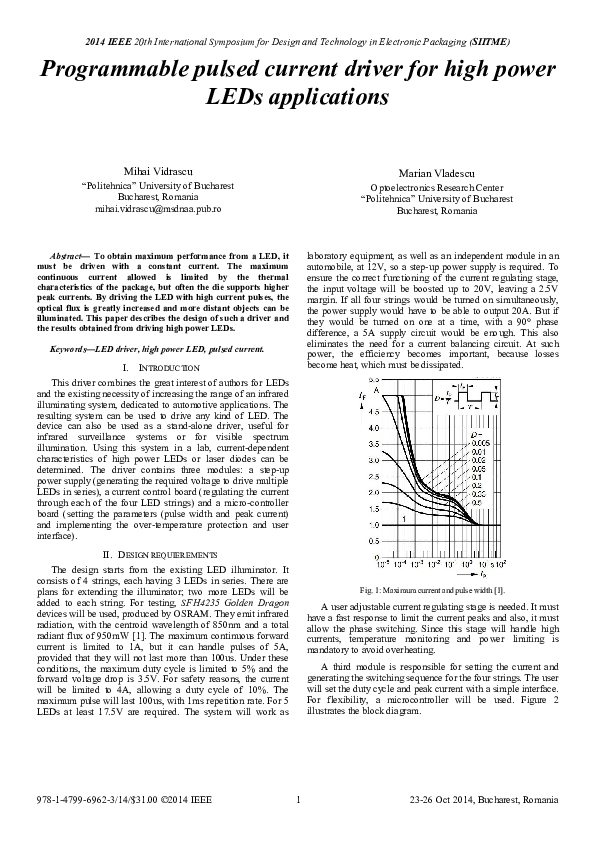 (PDF) Programmable pulsed current driver for high power LEDs applications