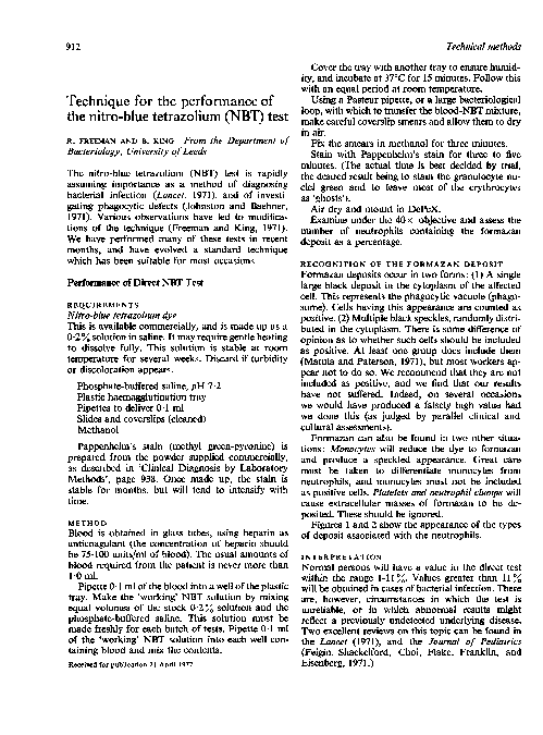 (PDF) Technique for the performance of the nitro-blue tetrazolium (NBT ...