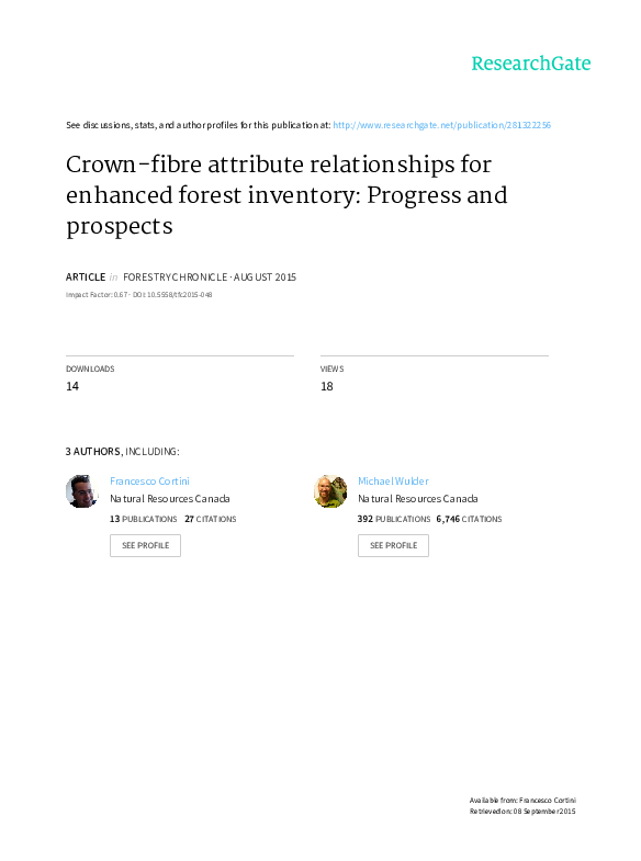 Pdf Crown Fibre Attribute Relationships For Enhanced Forest Inventory Progress And Prospects