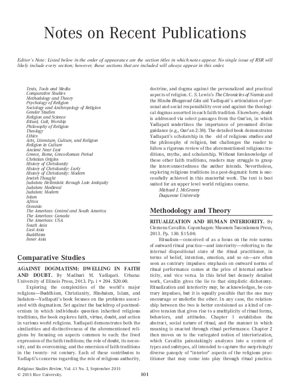 (PDF) [Book Review] Against Dogmatism: Dwelling in Faith and Doubt (by ...