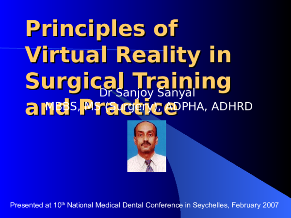 (PPT) Principles of Virtual Reality in Surgical Training and Practice