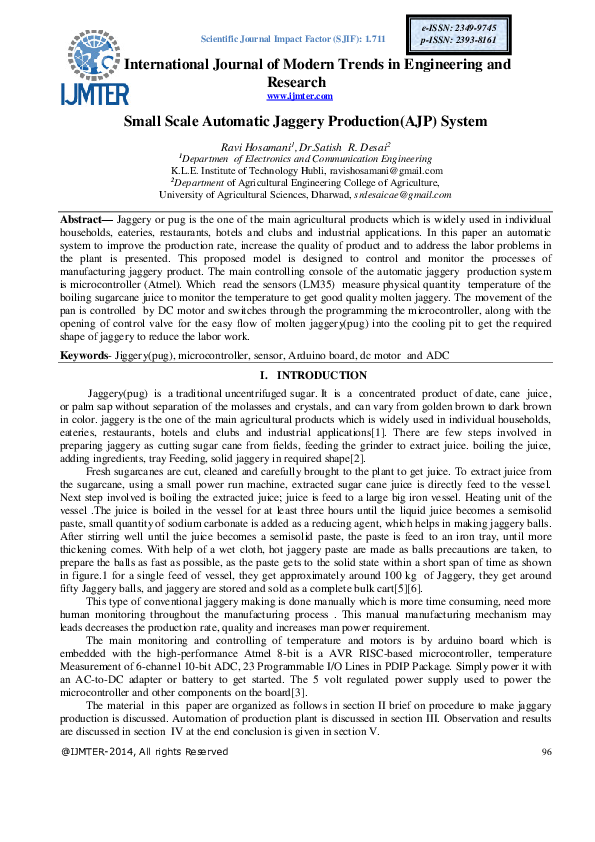 (PDF) Small Scale Automatic Jaggery Production(AJP) System