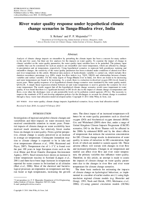 (PDF) River water quality response under hypothetical climate change ...