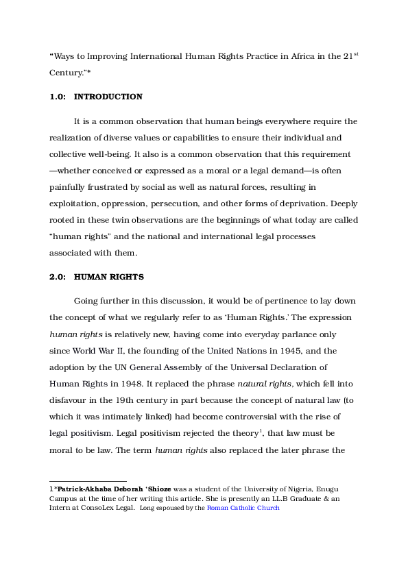 (DOC) " Ways to Improving International Human Rights Practice in Africa ...