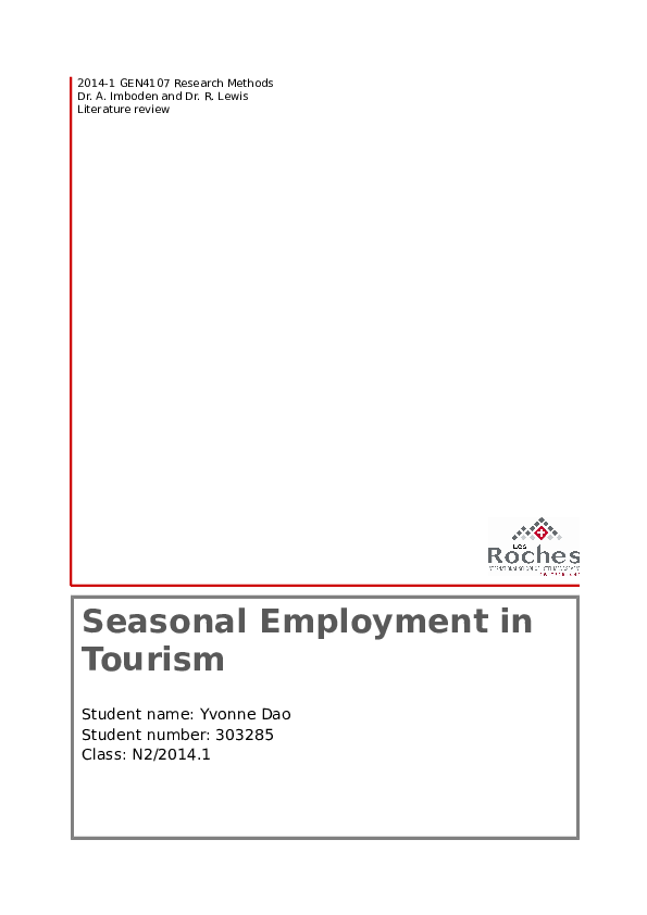 (DOC) Seasonal Employment in Tourism