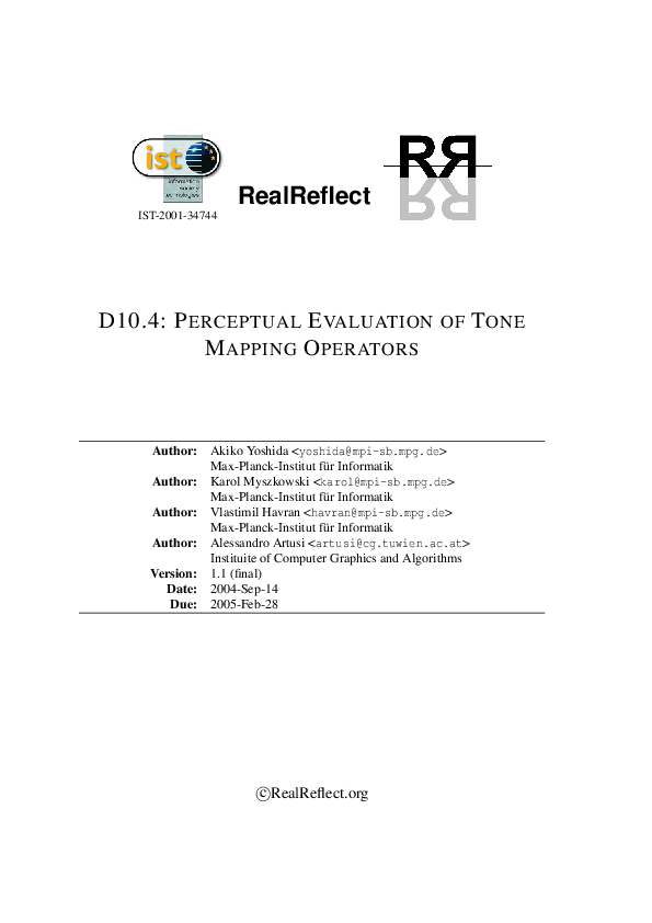(PDF) D10. 4: Perceptual Evaluation of Tone Mapping Operators