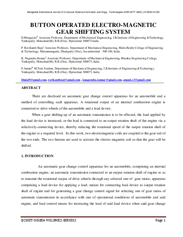 (PDF) BUTTON OPERATED ELECTRO-MAGNETIC GEAR SHIFTING SYSTEM