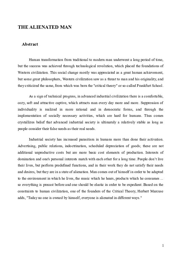 (DOC) THE ALIENATED MAN