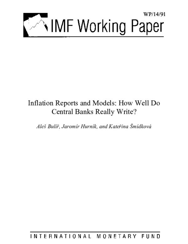 (PDF) Inflation Reports and Models: How Well Do Central Banks Really Write?