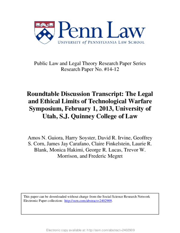 (PDF) Roundtable Discussion Transcript: The Legal and Ethical Limits of ...