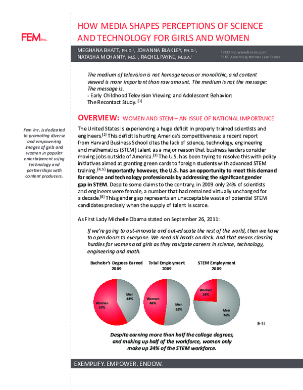 (PDF) HOW MEDIA SHAPES PERCEPTIONS OF SCIENCE AND TECHNOLOGY FOR GIRLS ...