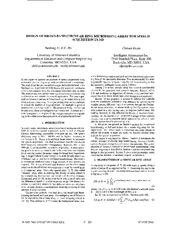 (PDF) DESIGN OF BROAD-BAND CIRCULAR RING MICROPHONE ARRAY FOR SPEECH ...