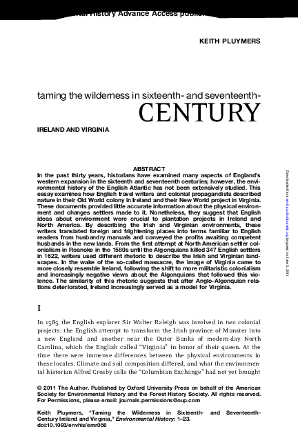 (PDF) Taming the Wilderness in Sixteenth- and Seventeenth-Century ...