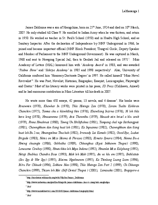 (DOC) Representation of Mizo Identity in James Dokhuma’s Works