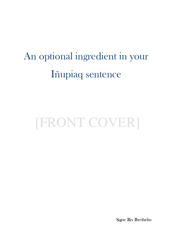 (PDF) An optional ingredient in your Iñupiaq sentence
