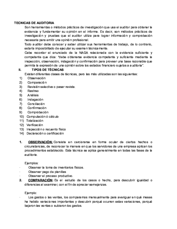 (DOC) TECNICAS DE AUDITORIA