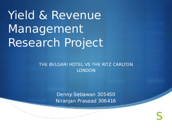 (PPT) Yield and Revenue Management