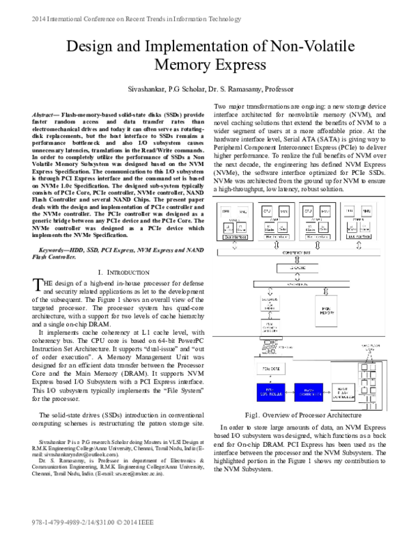 (PDF) Design and Implementation of Non-Volatile Memory Express