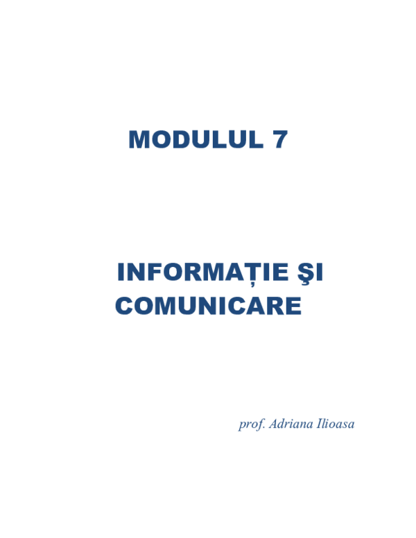 (PDF) MODULUL 7 INFORMAŢIE ŞI COMUNICARE