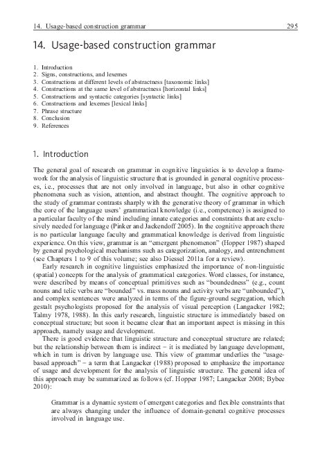 (PDF) Usage-based construction grammar