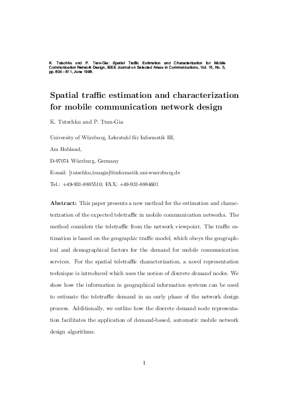 (PDF) Spatial traffic estimation and characterization for mobile ...