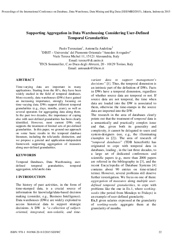 (PDF) Supporting Aggregation in Data Warehousing Considering User ...