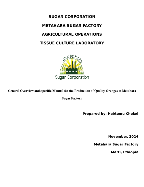 (DOC) Guide to Orange Plantation Farm of Metahara Sugar Factory