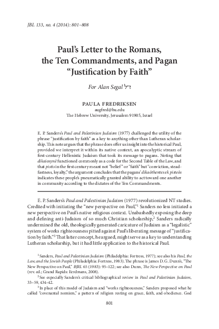 (PDF) "Paul's Letter to the Romans, the Ten Commandments, and Pagan ...