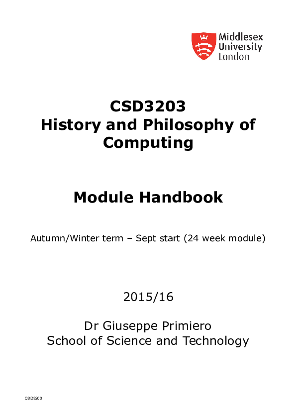 (PDF) CSD3203 History and Philosophy of Computing Module Handbook