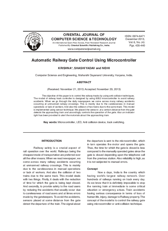 (PDF) automatic railway gate control