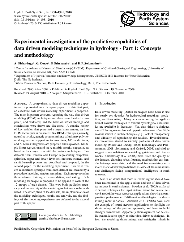 Experimental investigation of the predictive capabilities of data ...