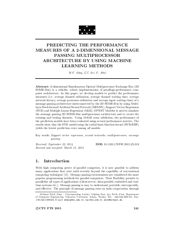 (PDF) Predicting the Performance Measures of a 2-Dimensional Message Passing Multiprocessor ...