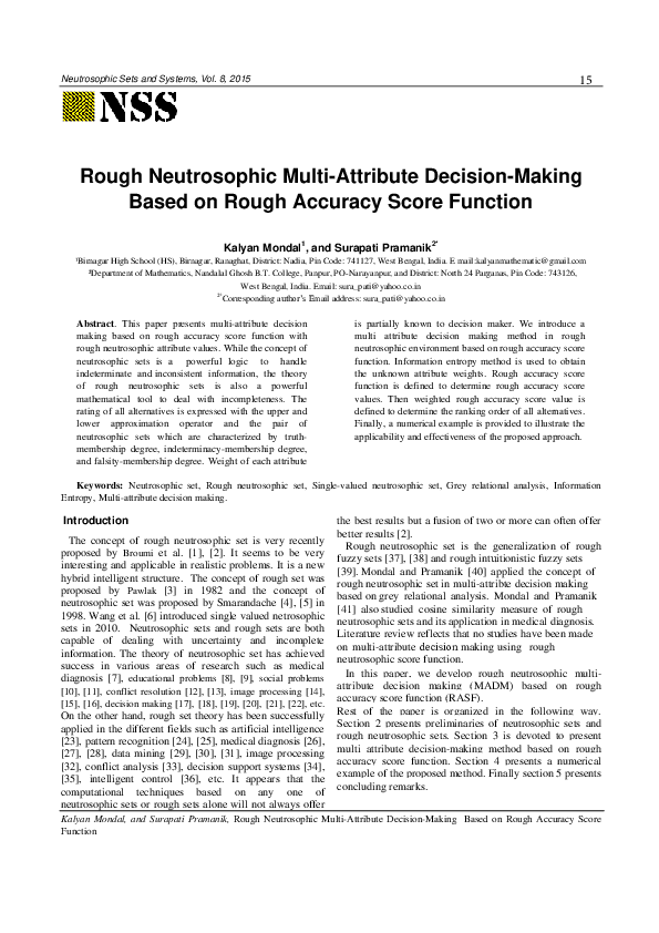 (PDF) Rough Neutrosophic Multi-Attribute Decision-Making Based on Rough Accuracy Score Function