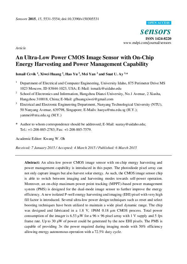 (PDF) An Ultra-Low Power CMOS Image Sensor with On-Chip Energy ...