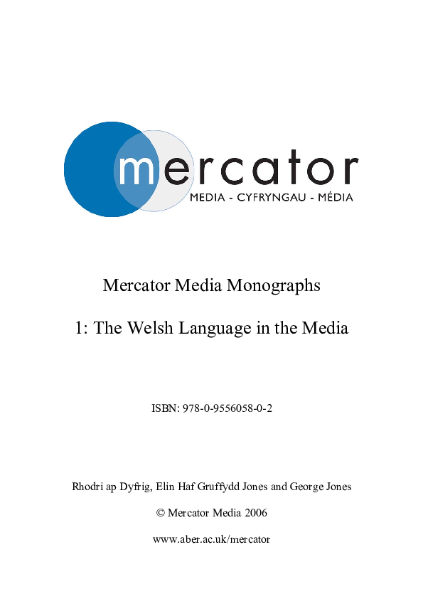 (PDF) Mercator Media Monographs - 1: The Welsh Language in the Media