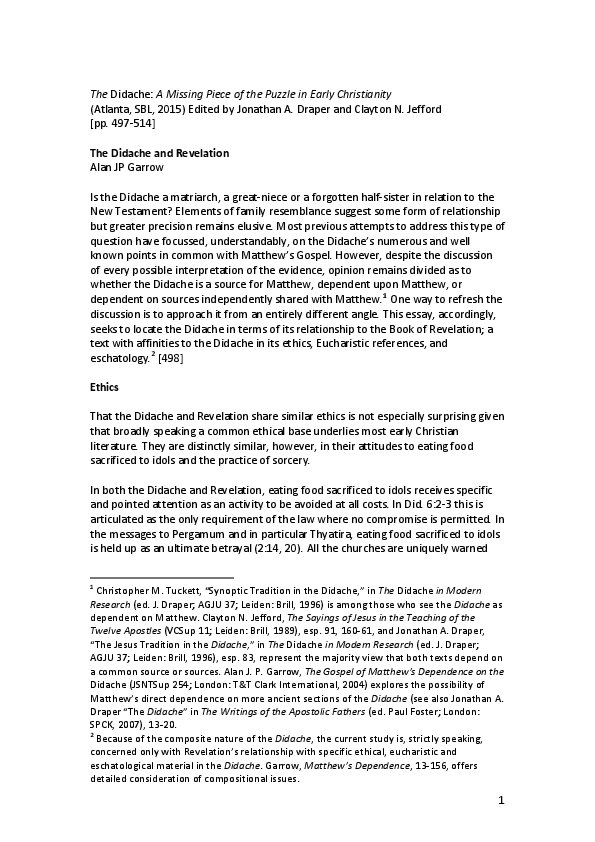 (PDF) The Didache and Revelation