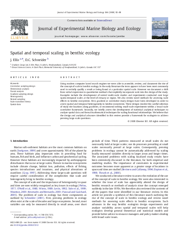(PDF) Spatial scaling in benthic ecology