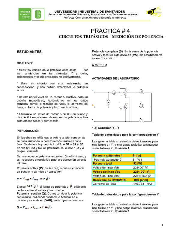 (DOC) Informe practica 4 CIRCUITOS TRIFÁSICOS
